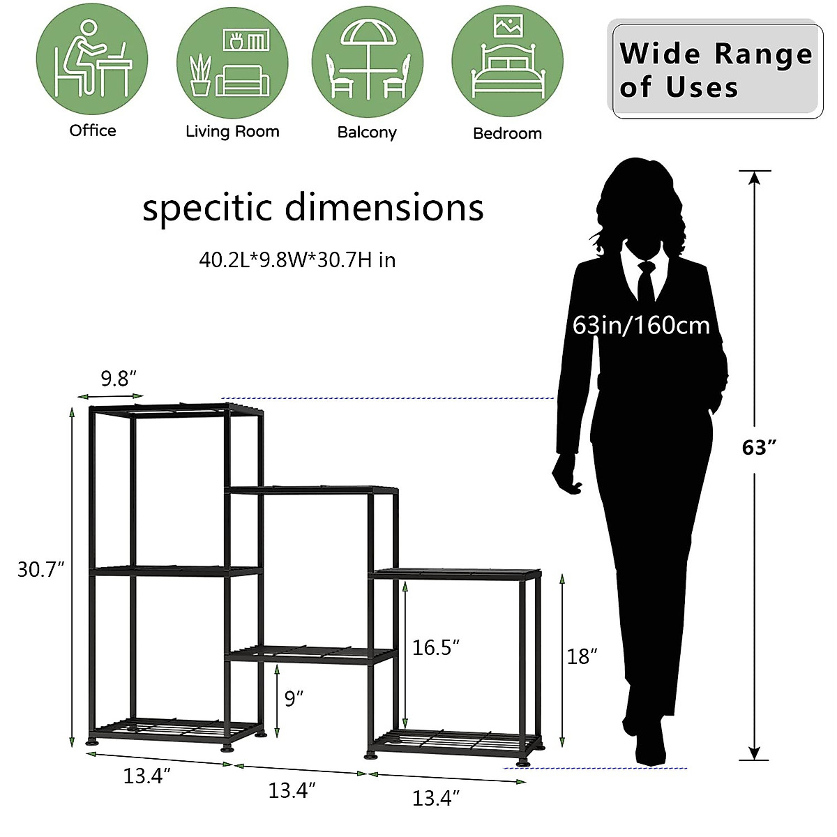 YUJCHMTZN Metal Plant Stand Indoor Metal Plant Stands Outdoor Tiered Plant Shelf for Multiple Plants, 3 Tiers 7 Potted Ladder Plant Holder Table Plant Pot Stand for Window Garden Balcony Living Room