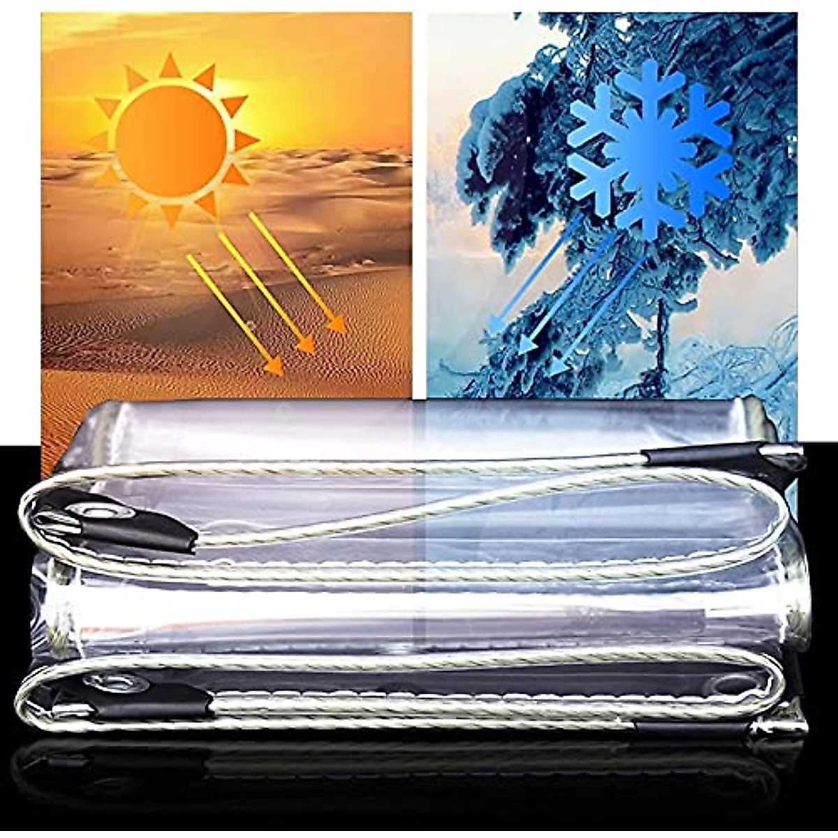 WHCQ PVC Waterproof Film, Waterproof Tarpaulin, Garden Clear Rain Protection Tarpaulin, Heavy Duty/Anti Freezing/Anti-UV/Windproof Plant Insulation Canopy Cover for Greenhouse