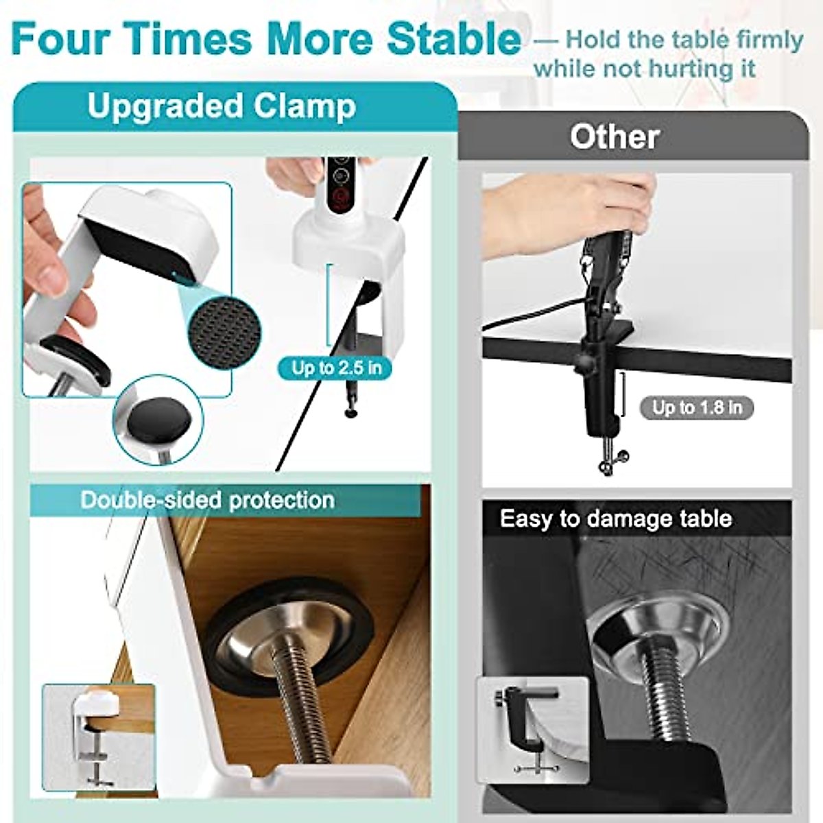TOMSOO 5X Magnifying Glass with Light and Clamp, 5 Color Modes Stepless Dimmable Lighted Magnifier with Stand, Flexible Gooseneck LED Desk Lamp Hands Free for Craft Painting Hobby Close Work
