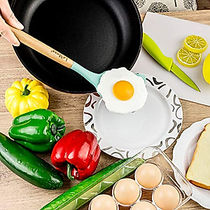 LeMuna 18pcs Silicone Kitchen Utensils Set, Kitchen Cooking Utensils Set with Holder, Wooden Handle Silicone Utensils Set, Heat Resistant, BPA Free, Non Toxic