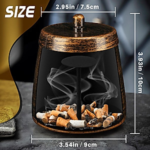 Yiiwinwy Ashtray for Cigarettes Outdoor, Outdoor Ashtray with Lid for Cigarette, Metal Odorless Windproof Smokeless AshTray for Patio Home Office Tabletop Outdoor Balcony