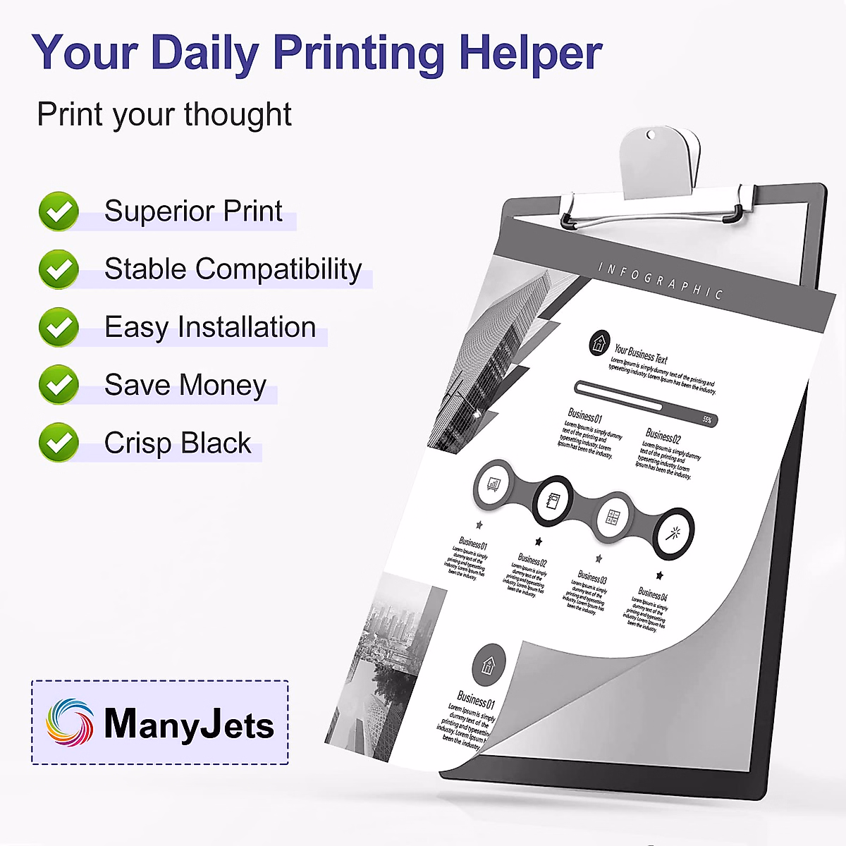 ManyJets 206A Compatible Toner Cartridge with Chips Replacement for HP 206A W2110A 206X W2110X Black Work with HP Pro M283fdw M255dw M283cdw M282nw M283fdn M255nw Printer (Black,2-Pack,with Chips)