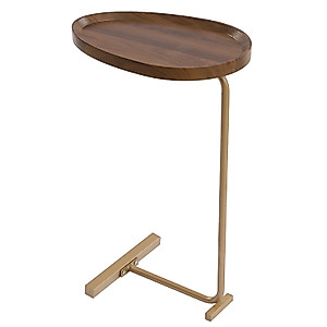 Small Side Table, C Shaped End Table, Wooden Coffee Table, Eating Couch Tables, Modern C Shaped Side End Table for for Living Room, Bedroom, Small Space