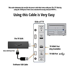 ienza USB Power Charge Cable for Fire TV Stick: Power Your Fire Stick Without The Clutter, Eliminates The Need for an AC Power Adapter (Note: Cable Only, Streaming Device Not Included)