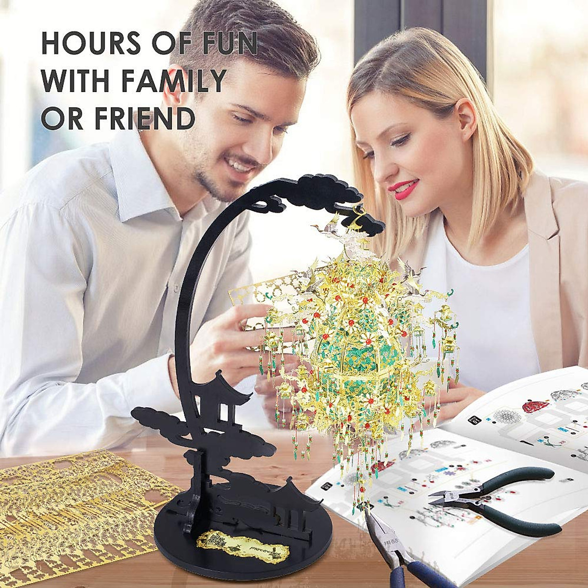 Piececool 3D Metal Puzzles for Adults, Silver Sachet with Grape DIY 3D Model Building Kits STEM Toys for Teens Boys, Great Halloween, 592 Pcs