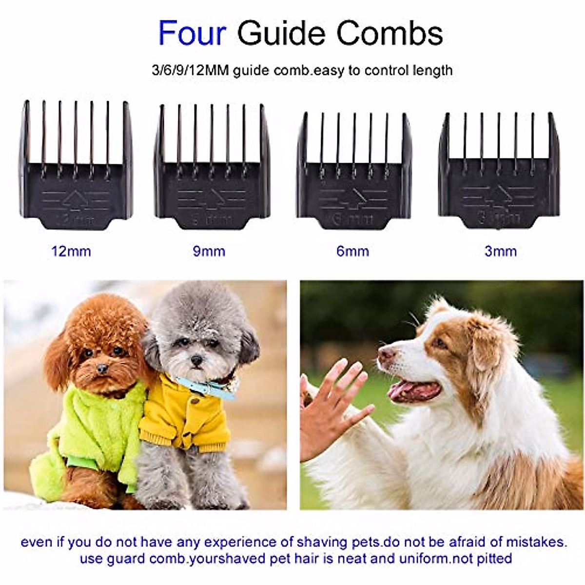Hansprou Dog Shaver Clippers High Power Dog Clipper for Thick Heavy Coats Low Noise Plug-in Pet Trimmer Pet Professional Grooming Clippers with Guard Combs Brush for Dogs Cats and Other Animals