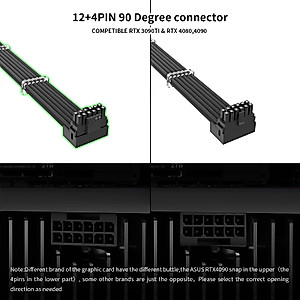 Sirlyr 90 Degree 12VHPWR Connector, 12+4 to 3 * 8 Pin Modular Cable, Sleeved 16 Pin GPU Cable for RTX3090Ti, 4080, 4090 Compatible with Corsair, Great Wall, Thermaltake Power Supply - Black