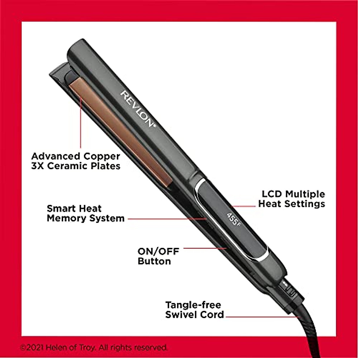 Revlon Copper Smooth Hair Flat Iron | Frizz Control for Fast and Shiny Styles, (XL 1 in)