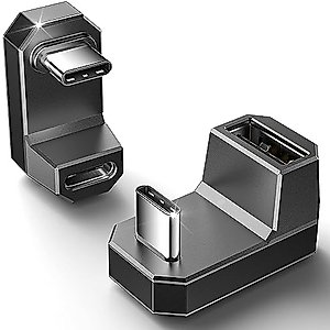 JSAUX 180° USB-C to USB Adapter 2 Pack, 180 Degree Angle USB-C Male to USB-C Female USB-C 3.1/PD 100W and Type-C Male to USB-A Female Adapter, for ROG Ally,Steam Deck,Switch,Laptop,Tablet,Phone-Black