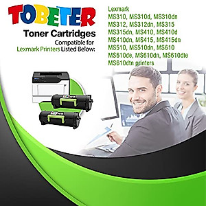 ToBeter Remanufactured 501H 50F1H00 High Yield Toner Cartridge for Lexmark MS310 MS312 MS315 MS410 MS415 MS510 MS610, MS310dn MS312dn MS315dn MS410dn MS415dn MS510dn Printer (up to 5,000 Pages)
