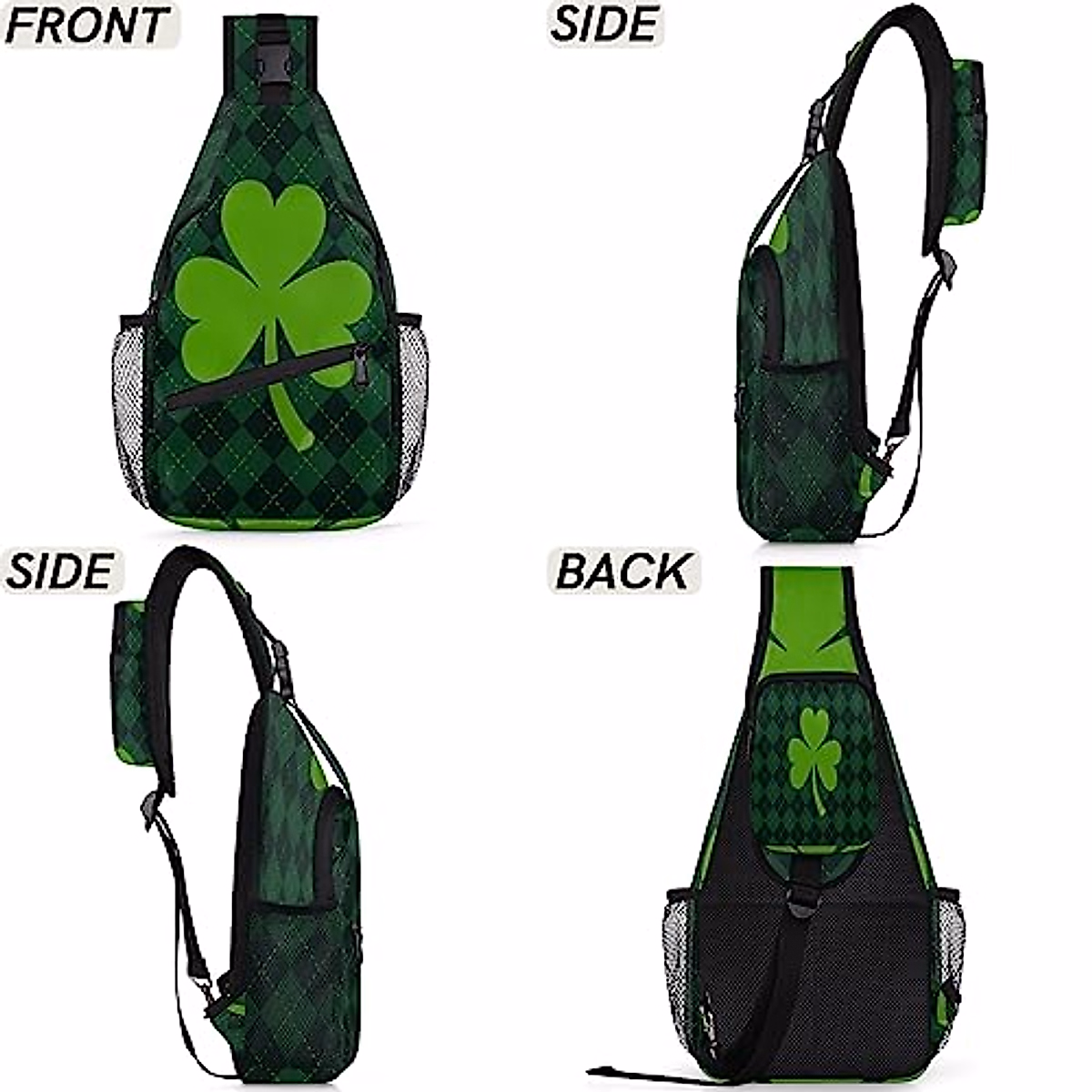 RIRIX Shamrock On St Patrick Day Sling Backpack St. Patrick's Day Crossbody Bag Multipurpose Crossbody Bag Travel Hiking Chest Bag Casual Day Bag