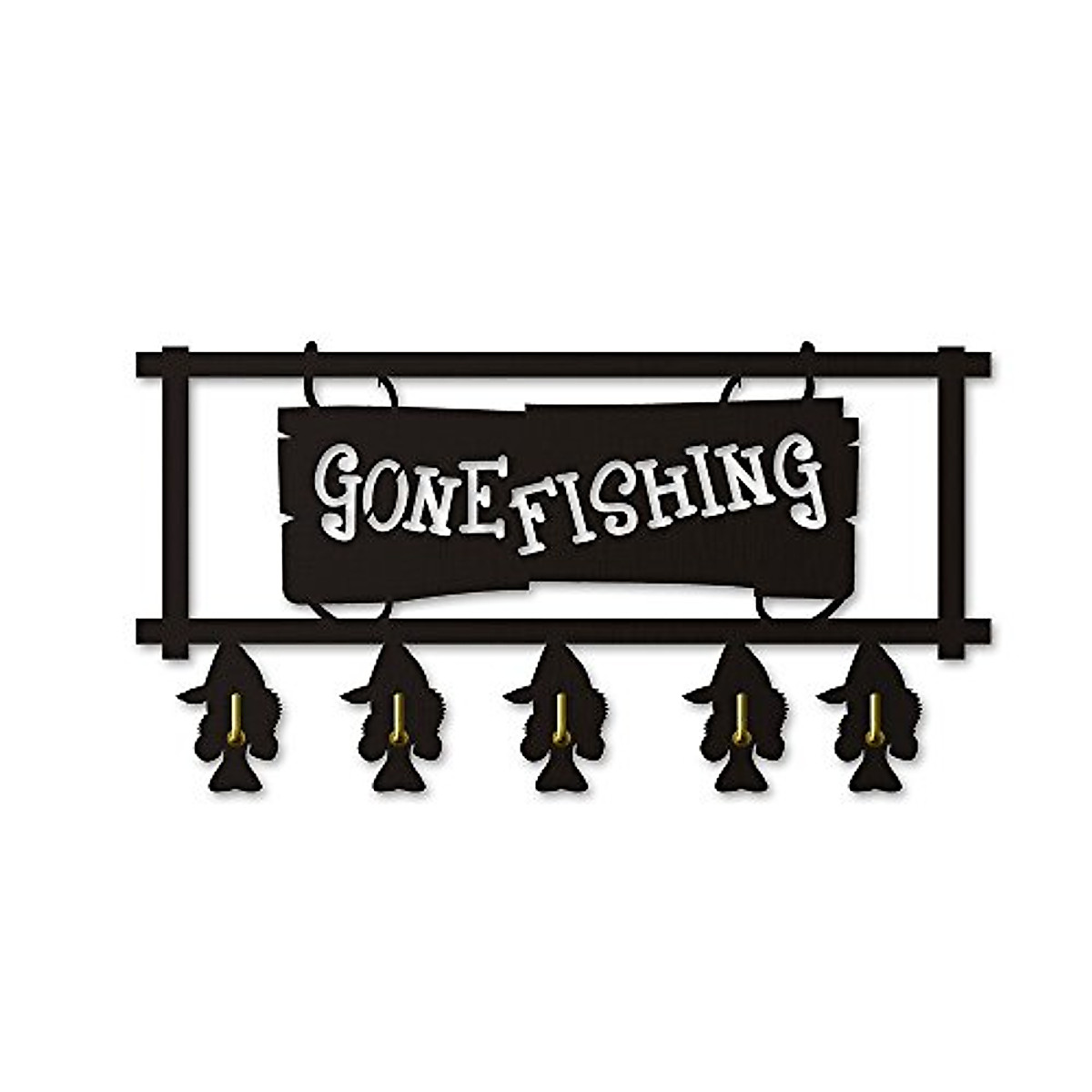 The Geeky Days Go Fishing Wood Coat Hook Creative Fishing Art Decor Wall Mounted Hanger Hooks for Bathroom Living Room Unique Gift for Fishmen