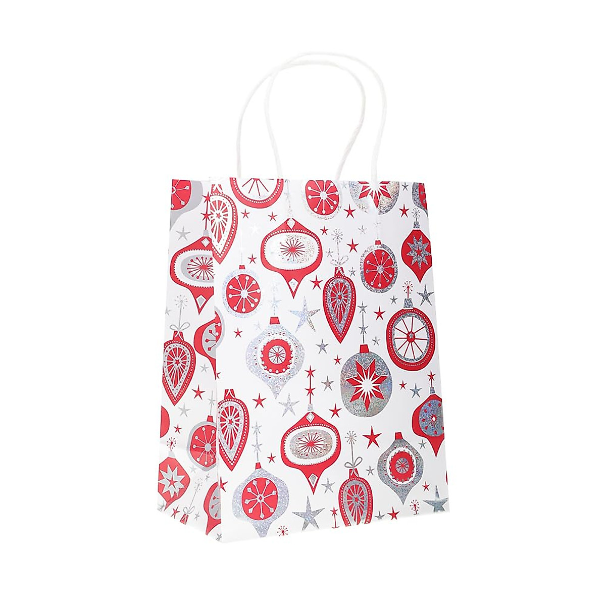 Fifth Ave Kraft Christmas Gift Bags with Jute Handles & Hologram Hotstamp, Medium, 10 Pack