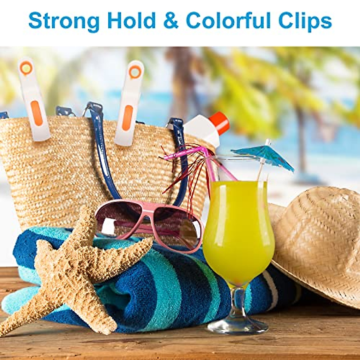 9Pcs Beach Towel Clips, Pletpet Heavy Duty Beach Towel Holders for Beach Chair, Strong Beach Towel Clips Pins Towel Holder for Pool Chair Towel