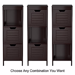 Tangkula Bathroom Floor Cabinet, Narrow Wood Storage Cabinet w/2 Switchable Drawers, Multifunctional Side Cabinet for Bathroom, Freestanding Small Cabinet for Small Spaces, 12 x 12 35 Inch (Espresso)