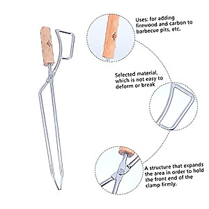 CLISPEED 2 Pcs Fire Tongs Clip Challah Bread Stainless Steel Grill Tongs Camping Oven Garden Nabber Trash Claw Pick up Firewood Tong Charcoal Clip Barbecue Charcoal Clamp BBQ Charcoal Clamp