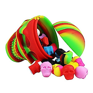 TruAres Skull Silicone Wax Container - 1pc 500ml Large Container + 30pcs 3ml Non Stick Jars