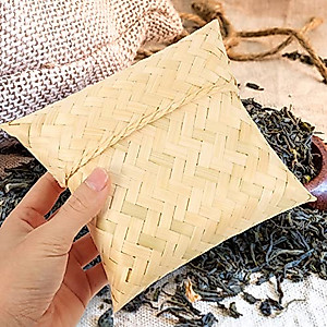 STOBAZA Bamboo Food Basket Woven Baskets Sticky Rice Basket Small Bamboo Woven Box Thailand Laos Handmade Serving Baskets Rice Container for Rice Candy Treats Woven Basket