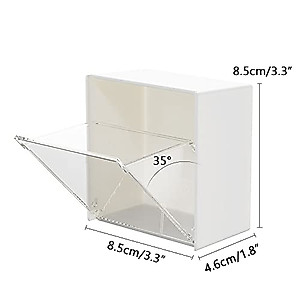 Meltset Wall Mounted Storage Box Self-Adhesive Water&Dust Proof Storage Dispenser Transparent Acrylic Organizer Bathroom Small Storage Container for Cotton Ball, Cotton Pad, Bandaid