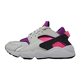Nike Women's Air Huarache Run Print Running Shoes, White/Black-Hyper Pink, 6 M US