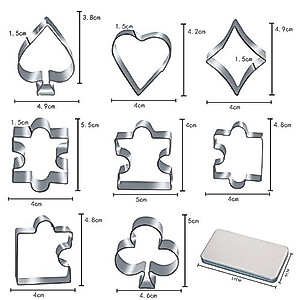 SurgeHai Cookie Cutters Set, 8PCS Poker & Puzzle Shapes Stainless Steel Metal Biscuit Molds Mini Cutters for Kitchen Baking