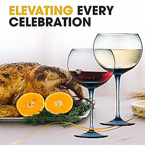 BERKWARE Colored Red Wine Glasses Set of 2 - Elegant Oversized Wine Glass - 18.7oz (Blue)