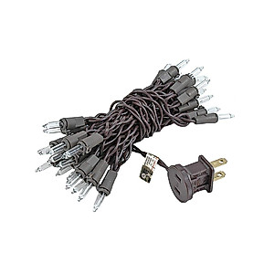 Novelty Lights 35 Light Clear Christmas Craft Mini Light Set, Non-Connectable, Brown Wire, 13.5' Long