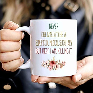 Medical Secretary Appreciation, Nurture Fulfilling Careers Gift for Women - Gray 11 Oz White Ceramic Coffee Mug