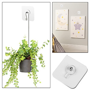 Vin Beauty 20Pcs Self Adhesive Hooks Nails Wall Picture Hangers Without Nails Wall Hooks Reusable Removable Waterproof Transparent Sticky Hooks for Kitchen Bathroom Hooks