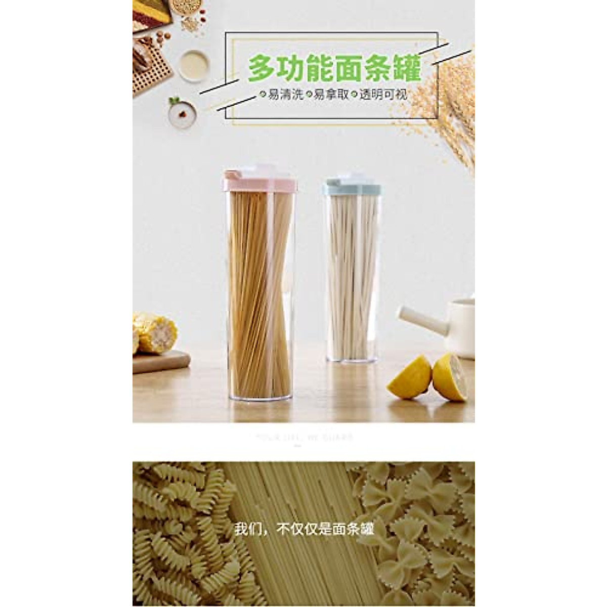 AARPIK Kitchen Storage boxCreative Storage jar Sealed Storage Noodle Kitchen Hanging Noodle Storage Box Round Pasta Storage Bucket Blue