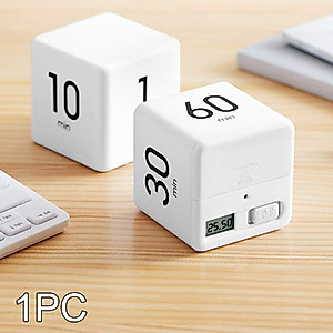 Cube Timer 5, 15, 30 and 60 Minutes for Time Management (White) Kitchen Timer, Kids Timer, Workout Timer with Adjusted Volume,Not Included Batteries