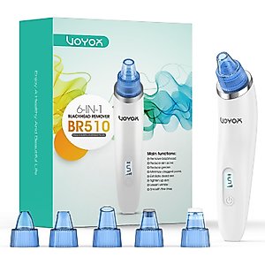 VOYOR Blackhead Remover Pore Vacuum - Electric Face Vacuum Pore Cleaner Acne White Heads Removal with Suction Heads (BR510)