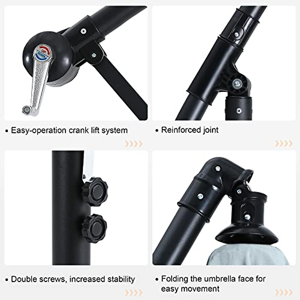 COOSHADE Offset Hanging Patio Umbrella Cantilever Umbrella 9FT Outdoor Market Umbrella with Crank & Cross Base for Garden, Deck, Backyard, Pool and Beach(Grey)