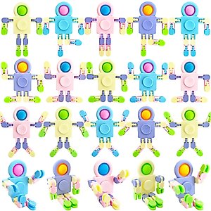 Eerrhhaq 20 Pcs Funny Sensory Fidget Toys,Transformable Chain Robot Finger Toy,Stress Relief Fingertip Gyro Toys for Party Favors,Gifts,Classroom Supplies Prizes