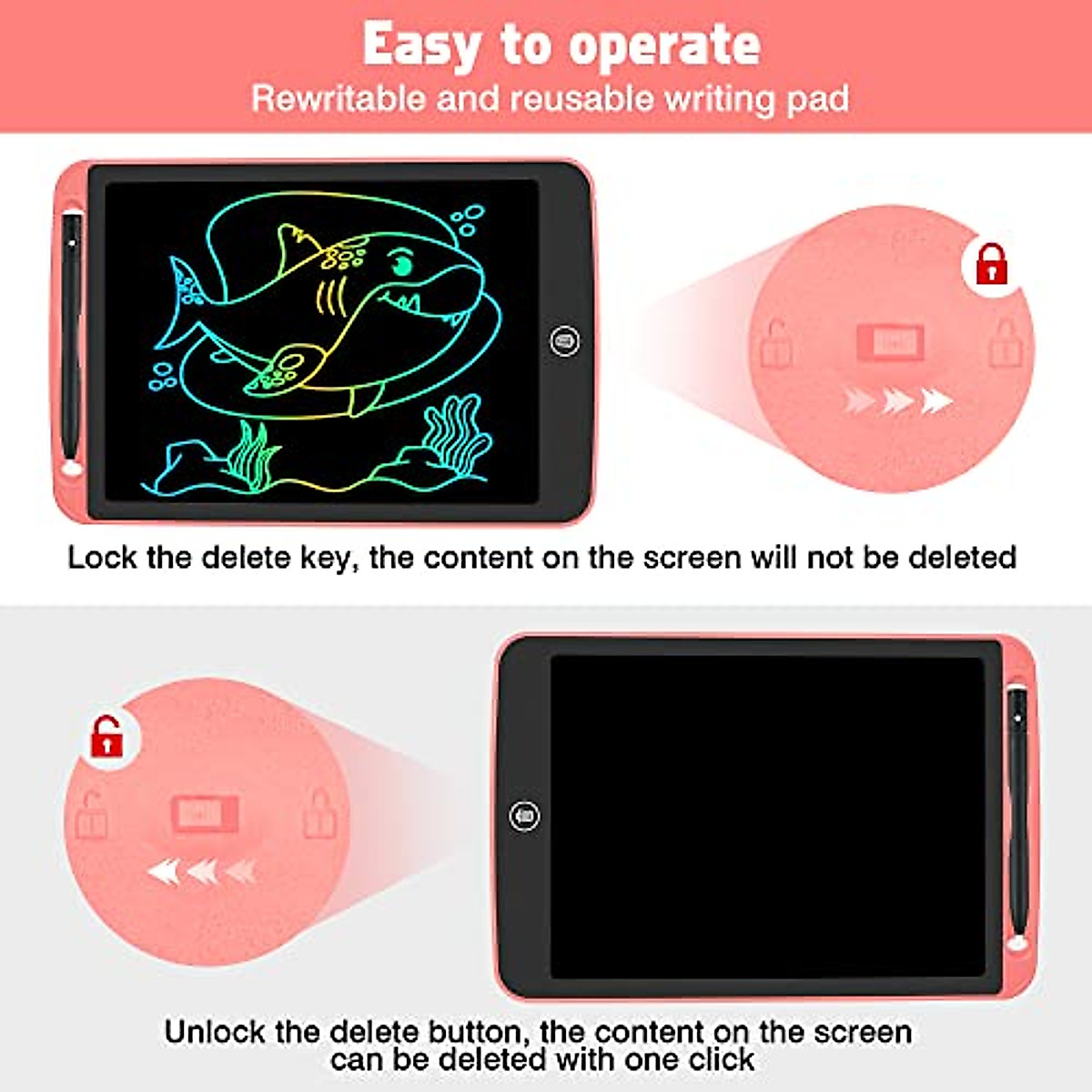 2 Pack LCD Writing Tablet for Kids, Colorful 10 Inch Doodle Board Drawing Pad, Scribbler Boards Drawing Tablet, Kids Learning Educational Toys Gifts for 2 3 4 5 6 7 8 Year Old Girls Boys Toddlers