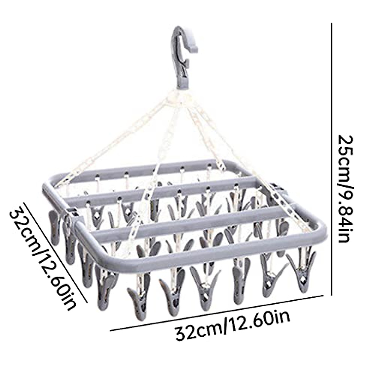 Gcroet Sock Dryer Folding Clothes Drying Rack Rotatable Plastic Underwear Hanger with 32 Windproof Clips Sock Dryer,Sock Hanger,Clothes Drying Hanger,Folding Sock Hanger,Clothes Drying Rack Clips