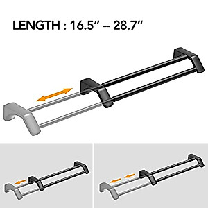 Hoimpro Adjustable 13.9-25.3 Inches Double Bath Towel Bar for Bathroom SUS304 Stainless Steel Towel Holder, Hotel Style Wall Mount with Screws Hand Towel Bar，Towel Rack Rod Hanger, Matte Black