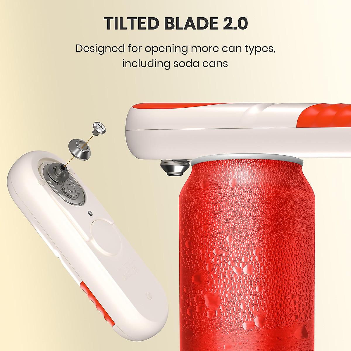 miadore Electric Can Opener for Kitchen,Rechargeable Automatic Can Opener with Removable Tilted Blade,One-Touch Operation, Smooth Edge,Built-In Magnet,Power Warning-Vibrant Orange