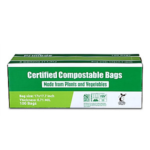 Compost Bags, Compostable Trash Bags 3 Gallon Compostable Bags 100 Count Small Compost Bags for Countertop bin Extra Thick 0.71 Mil. ASTM D6400 Certified By BPI and TÜV AUSTRIA