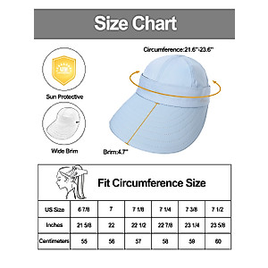 Sun Hats for Womens Wide Brim Visor UV Protection Dual Purpose Hat for Beach Summer Packable Hat(Blue)