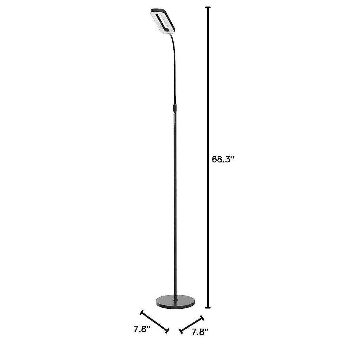 SOARZ Floor Lamp with 4 Color Temperatures and Stepless Dimmer, Adjustable Goose Neck Standing Lamp with Touch Control and Remote Control LED Floor Lamp for Living Room, Bedroom and Office, Black