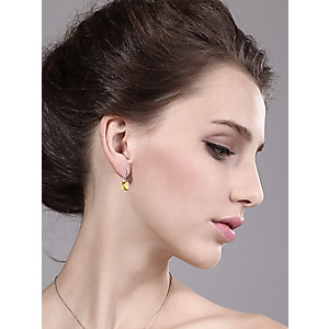 Gem Stone King 925 Sterling Silver Yellow Citrine Stud Dangle Earrings For Women (10.00 Cttw, Gemstone Birthstone, 11MM Cushion Cut)