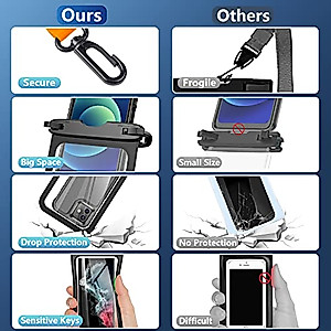 Temdan 2 Pcs Waterproof Phone Pouch, [Up to 10" Large] Universal IPX8 Waterproof Cell Phone Case Dry Bag with Lanyard for iPhone 14 Pro Max/13/12/11/SE/8,Galaxy S23 Ultra/S22/S21 for Vacation -Black