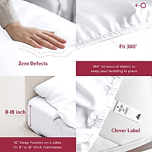 Mayfair Linen 100% Egyptian Cotton Sheets Queen Size - 800 High Thread Count Sheets Queen, 4 PC White Luxury Hotel Bedsheet for Queen Size Bed, 16" Deep Pocket Sateen Soft Cooling Bedding Sets