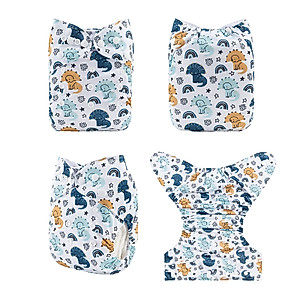 babygoal Reusable Cloth Diapers for Baby Boys, One Size Adjustable Washable Pocket Nappy Covers 6 Pack+6pcs Bamboo Inserts+Wet Bag 6FB36