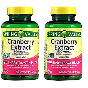 Spring Valley Cranberry Extract, 60 Count, 500 mg per Capsule (Pack of 2)