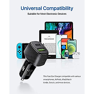 [Newest & Fastest] andobil USB C Car Charger [Fast Charging & Power-Consuming APP Friendly] 38W Dual Port Car Adapter Compatible with Magsafe, iPhone 14 Pro, 14 Plus, 14 Pro Max, All iPad and iPad Pro