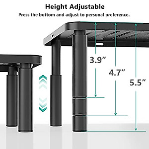 WALI Monitor Stand Riser, Adjustable Laptop Stand Riser Holder, 3 Height Adjustable Underneath Storage for Office Supplies (STT003-2), 2 Pack, Black