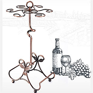 YFQHDD Goblet Holder Wine Bottle Cup Rack Wine Glass Cup Standing with 6 Hooks Stainless Steel Hanging Drinking Glasses Decoration