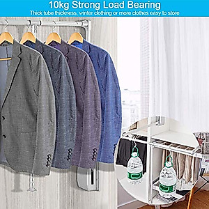 Pull Down Closet Rod Wardrobe Clothes Hanger Rail Lift Closet System Storage Organizer Soft Close Aluminium Garment Hanging Rack for Soft Return Space Saving (Adjustable Width 23.62-33.86inch)